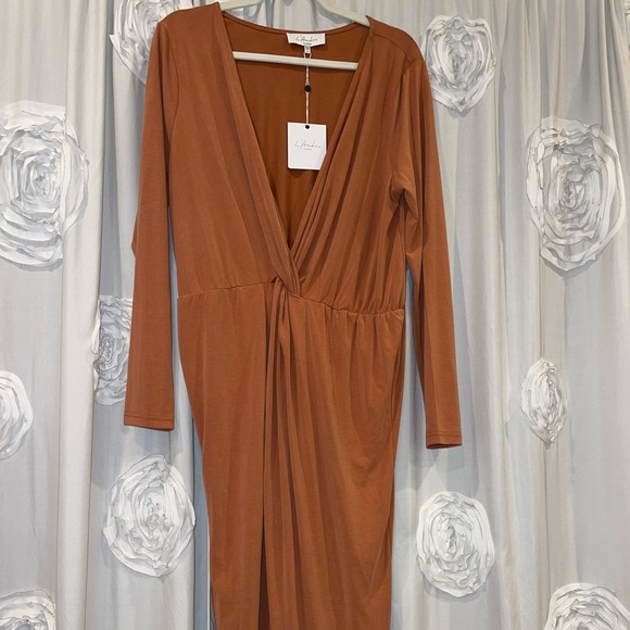 L'Academie | Dresses | Lacademie The Judy Midi Dress In Terracotta ...